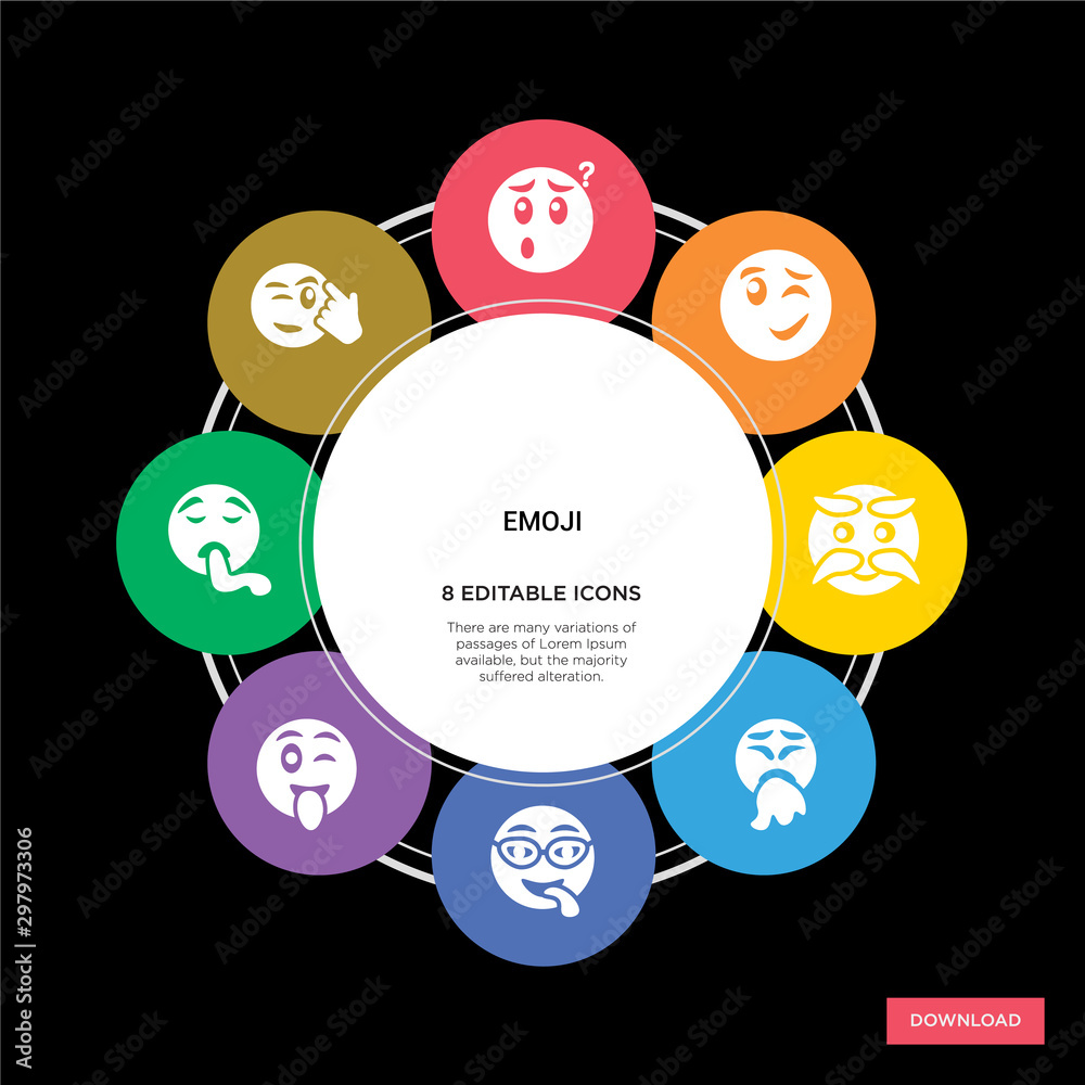 8 emoji concept icons infographic design. emoji concept infographic ...