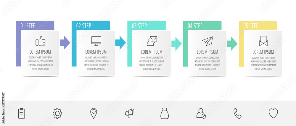 Fototapeta mapa świata dla dzieci Vector infographic flat template. Rectangles with arrows for ...