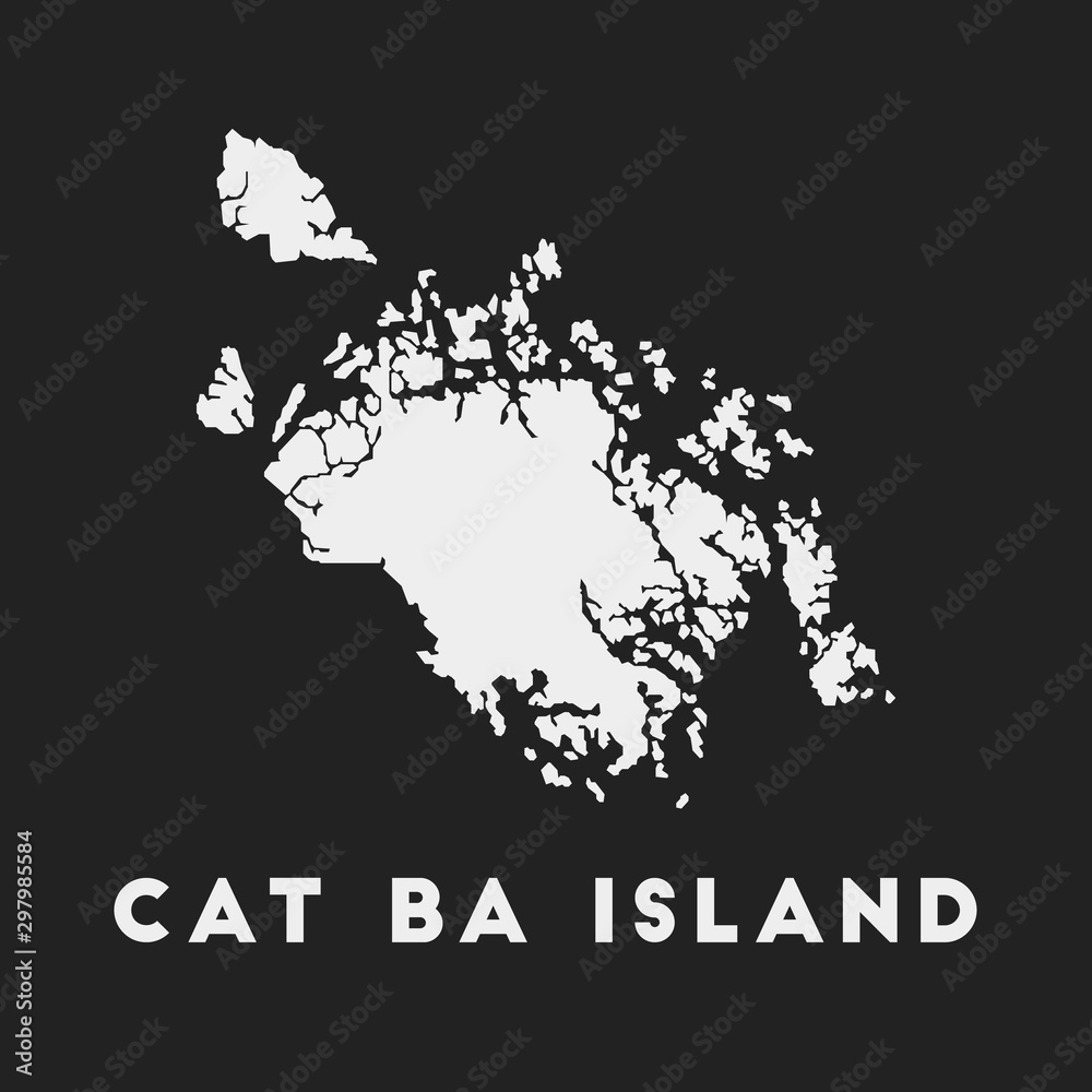 Cat Ba Island icon. Island map on dark background. Stylish Cat Ba ...