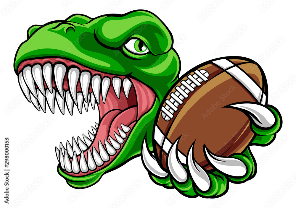 A dinosaur T Rex or raptor American Football player cartoon animal ...