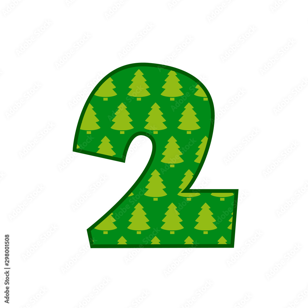 Logotipo número 2 con patrón de árboles de navidad en color verde Stock ...