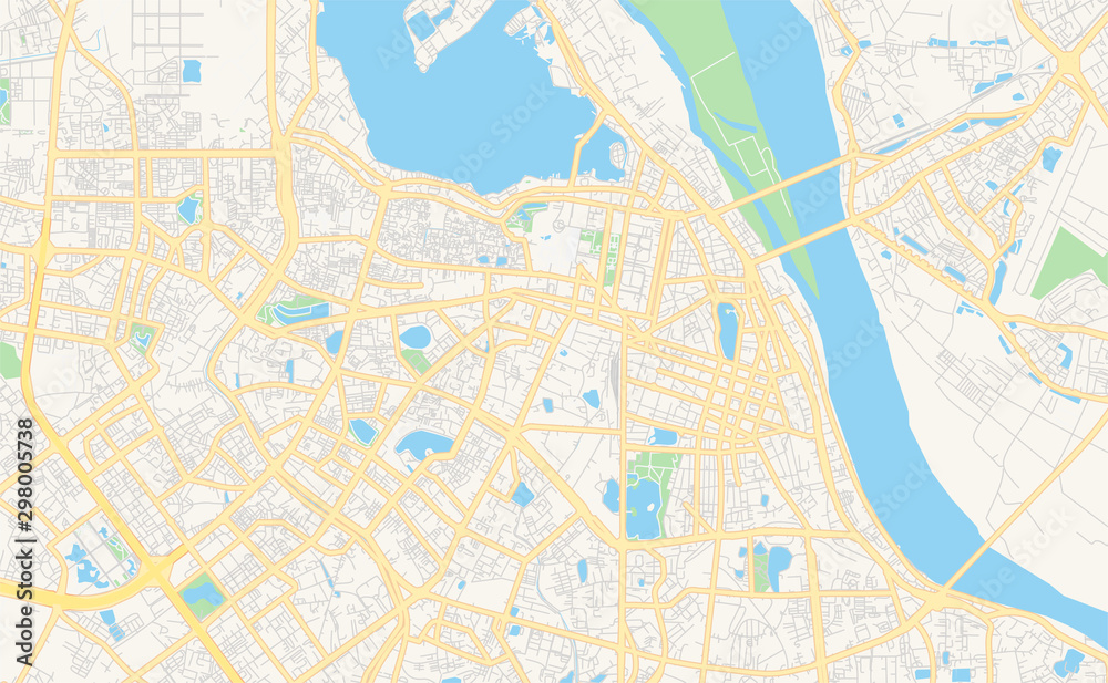 Printable street map of Hanoi, Vietnam Stock Vector | Adobe Stock