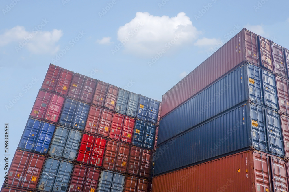 Container stacks in vessels waiting to be imported and exported Stock ...