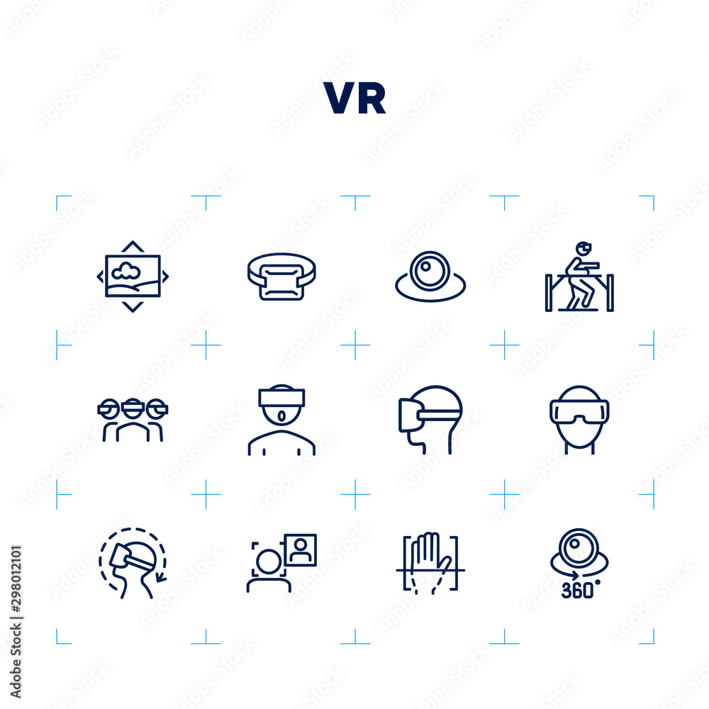VR line icon set. Set of line icons on white background. Technology ...