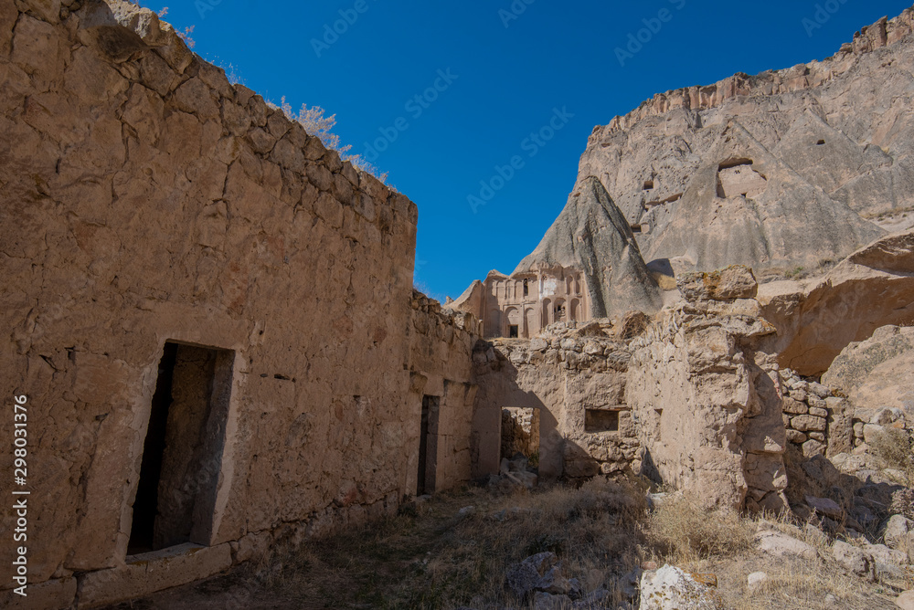 The paths inside Selime Cathedral. Selime Monastery in Cappadocia ...