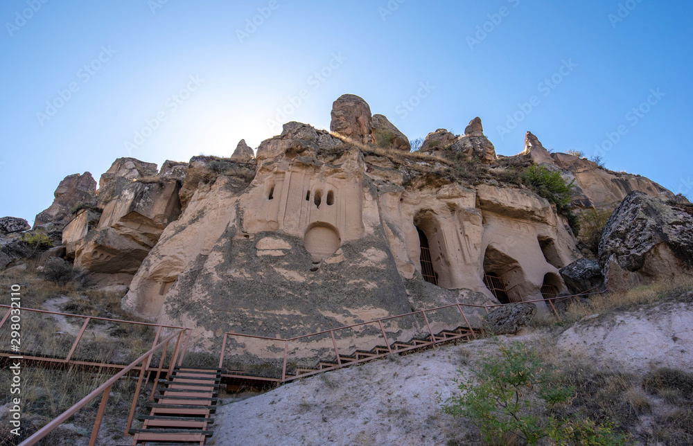 The paths inside Selime Cathedral. Selime Monastery in Cappadocia ...