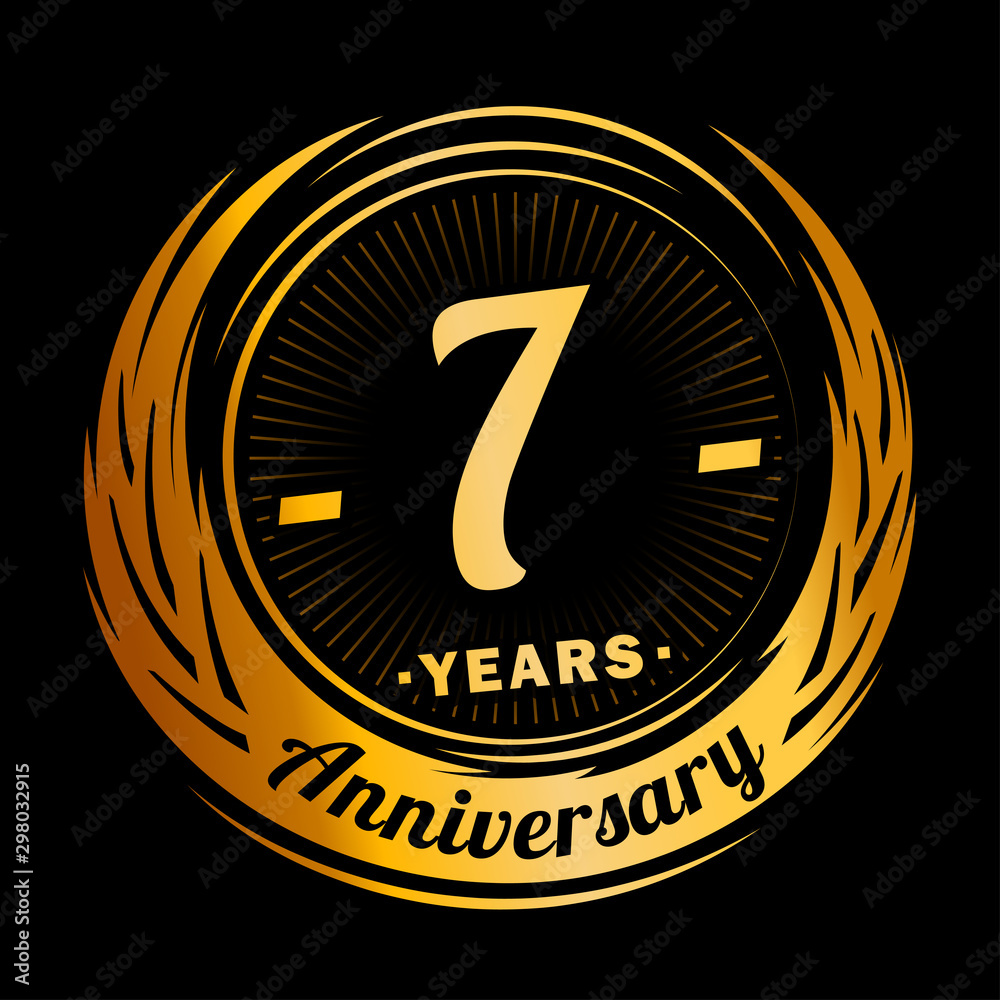 7 years anniversary. Anniversary logo design. Seven years logo. Stock ...