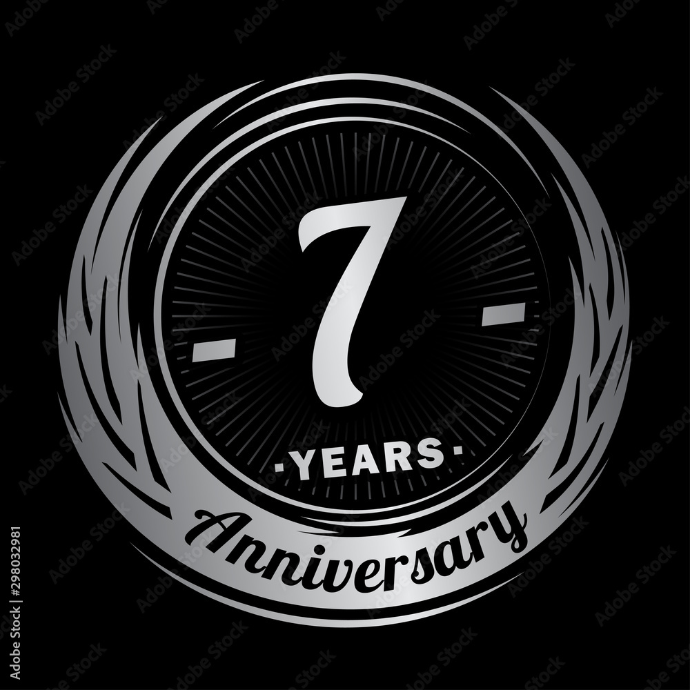 7 years anniversary. Anniversary logo design. Seven years logo. Stock ...