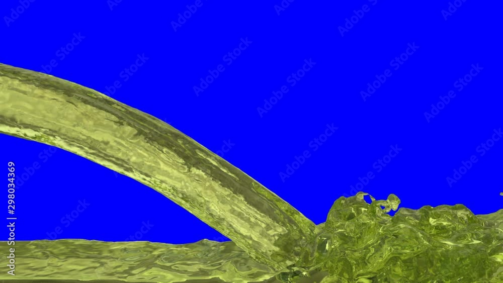 Animated stream of realistic diesel fuel pouring and splashing against ...