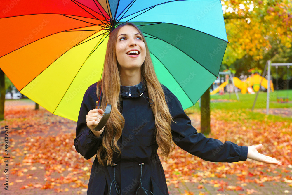Happy Girl In Rain
