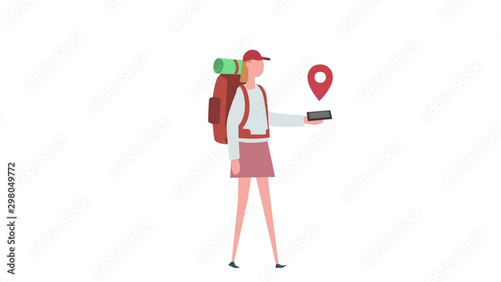 Flat cartoon colorful woman character animation. Girl walk cycle with ...