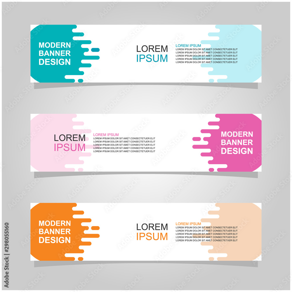 Vector abstract banner design web template set of 3. Abstract geometric ...