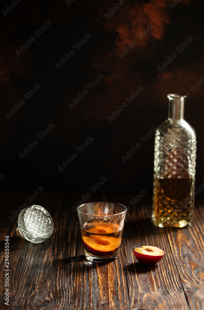 Rakia or rakija traditional Balkan fruit brandy. Plum brandy sljivovica ...