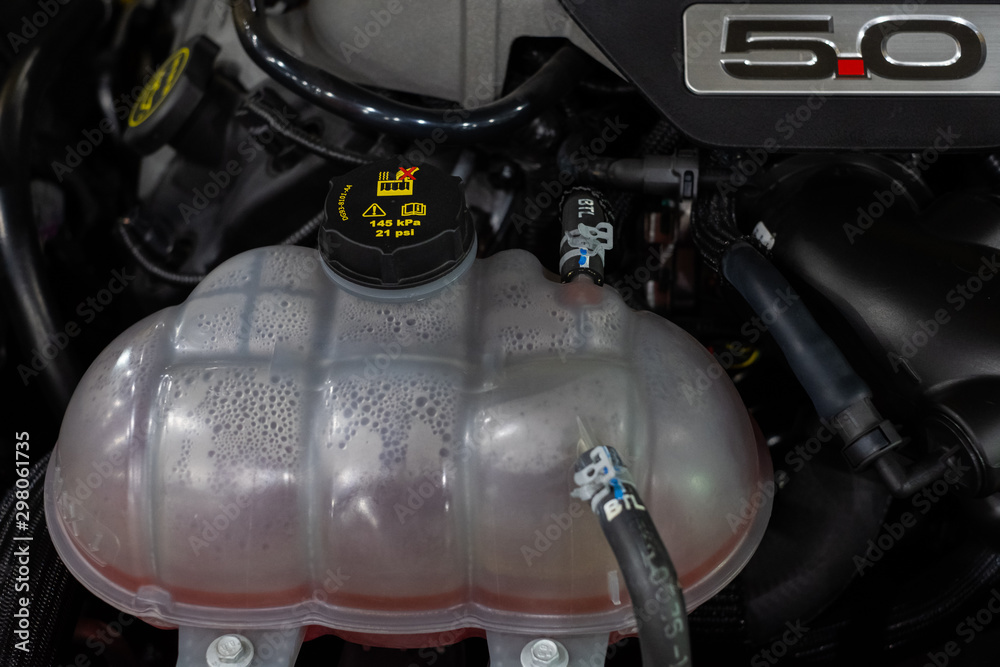 Coolant container in a car Cooling System Stock Photo | Adobe Stock