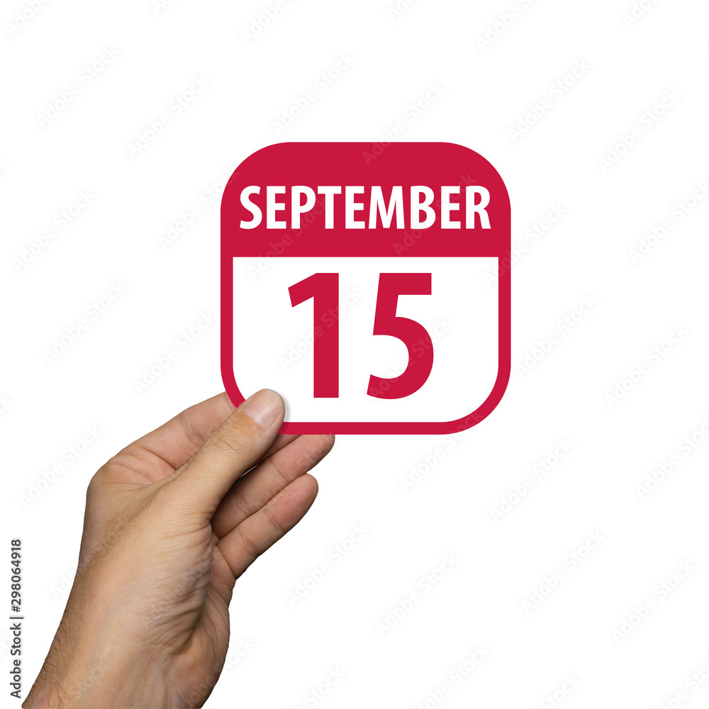 september 15th. Day 15 of month,hand hold simple calendar icon with ...