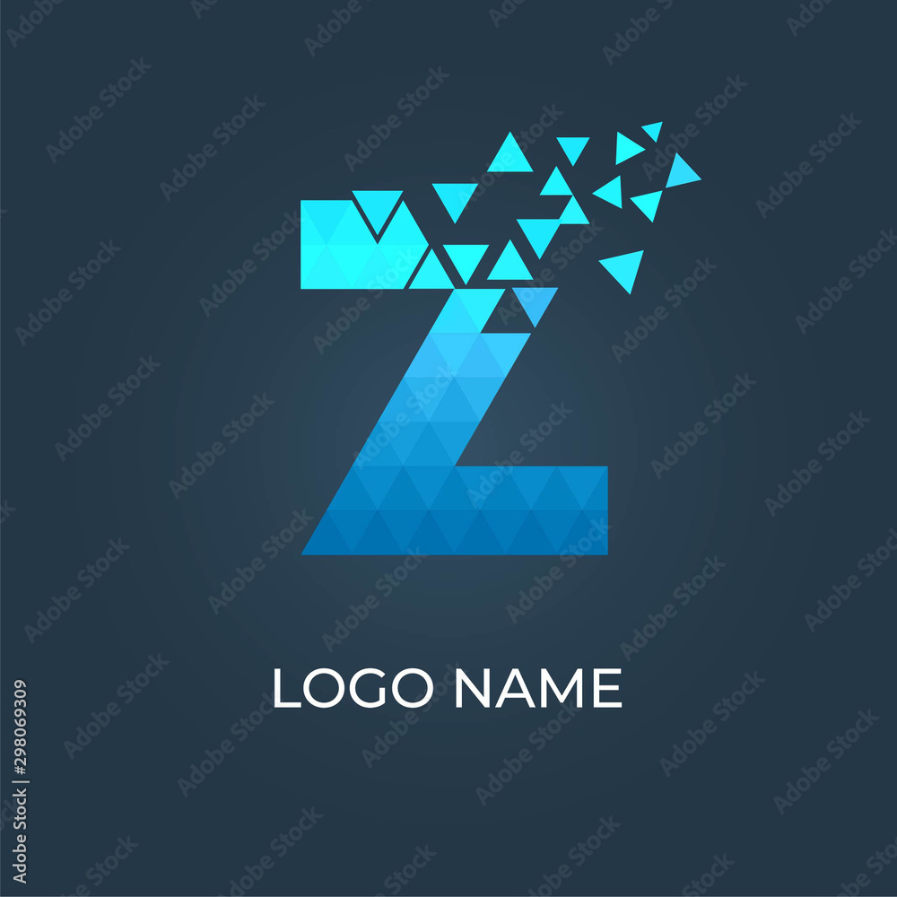Letter Z disintegrate logo isolated. Alphabet vector image Stock Vector ...
