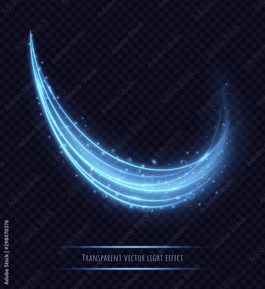 Magic blue light trail effect isolated on transparent background ...