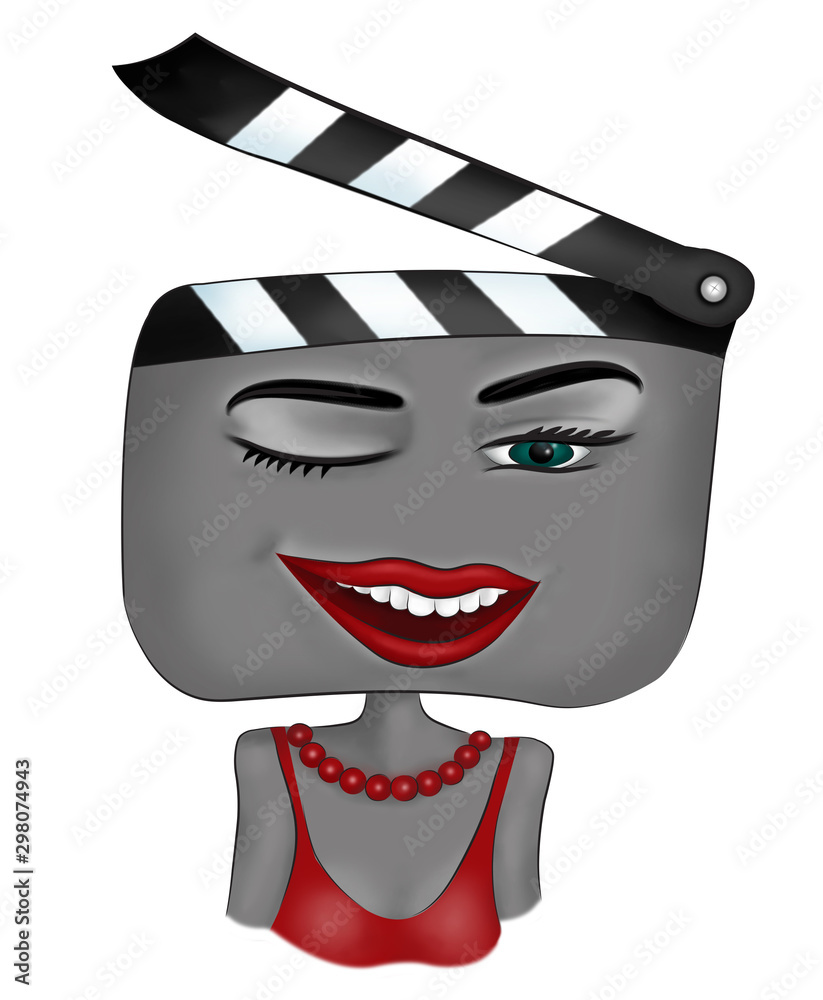 Cute cartoon (doodle) illustration of glamorous, winking, smiling ...