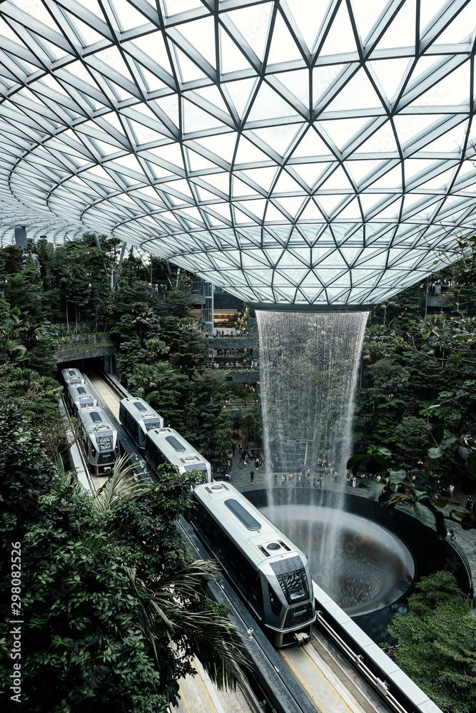 SINGAPORE-MAY 22, 2019_The HSBC Rain Vortex, the world's largest indoor ...