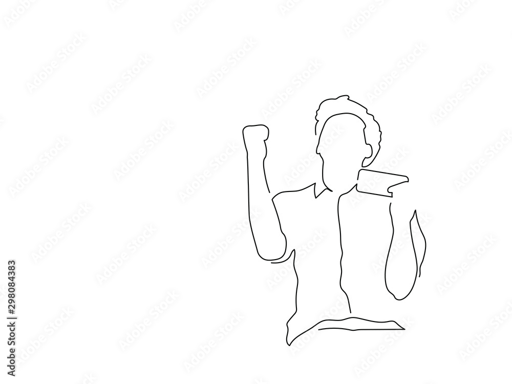 People using technology isolated line drawing, vector illustration ...