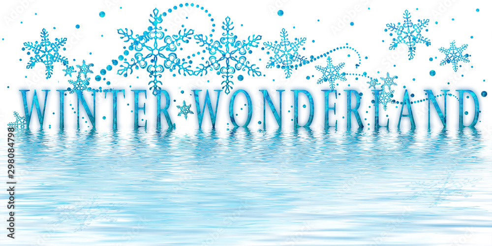 Graphic Strip Illustration with text, Winter Wonderland surrounded by ...