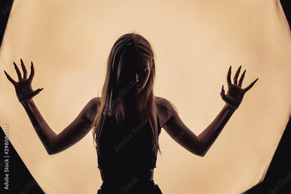 A girl with a bare back, severe thinness and protruding ribs. The ...