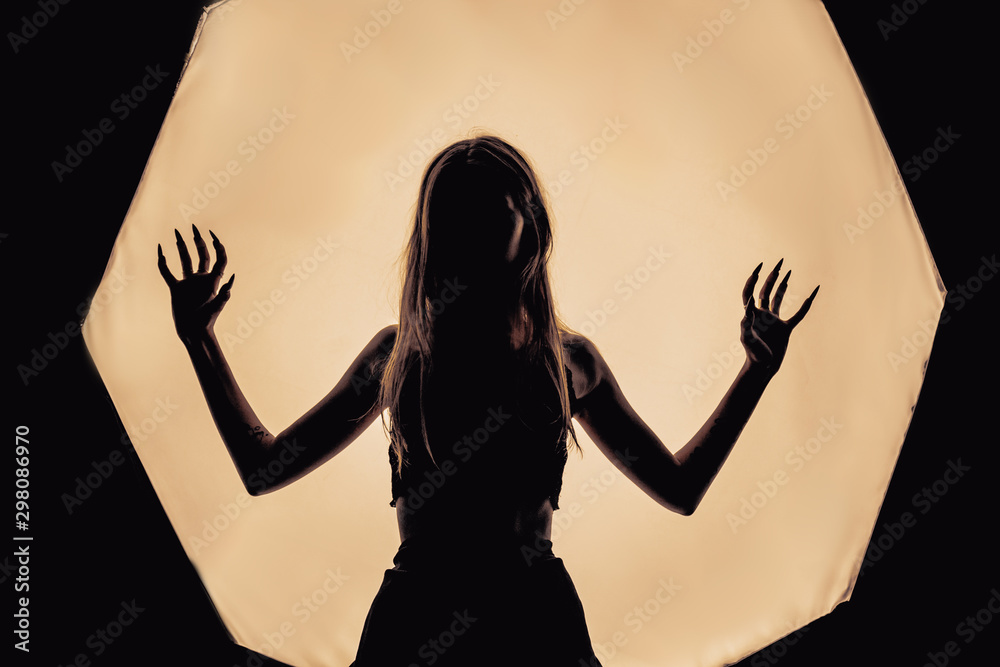 A girl with a bare back, severe thinness and protruding ribs. The ...