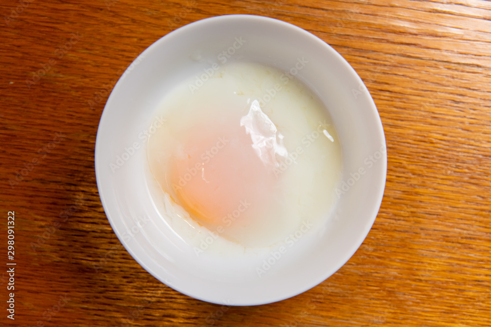 Soft boiled egg or onsen egg (onsen tamago, Hot spring egg, japanese ...