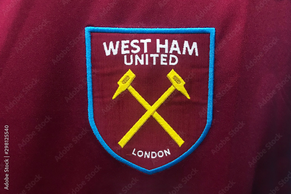 BANGKOK, THAILAND - SEPTEMBER 19: The Logo of West Ham United on ...