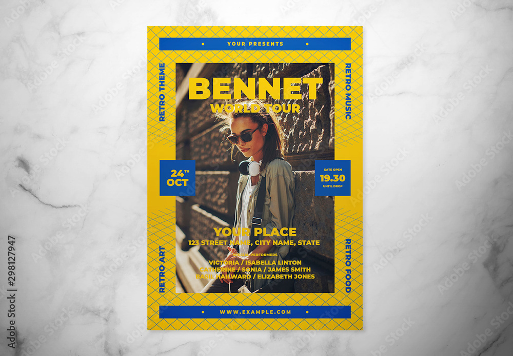 Blue and Yellow Event Flyer Layout Stock Template | Adobe Stock