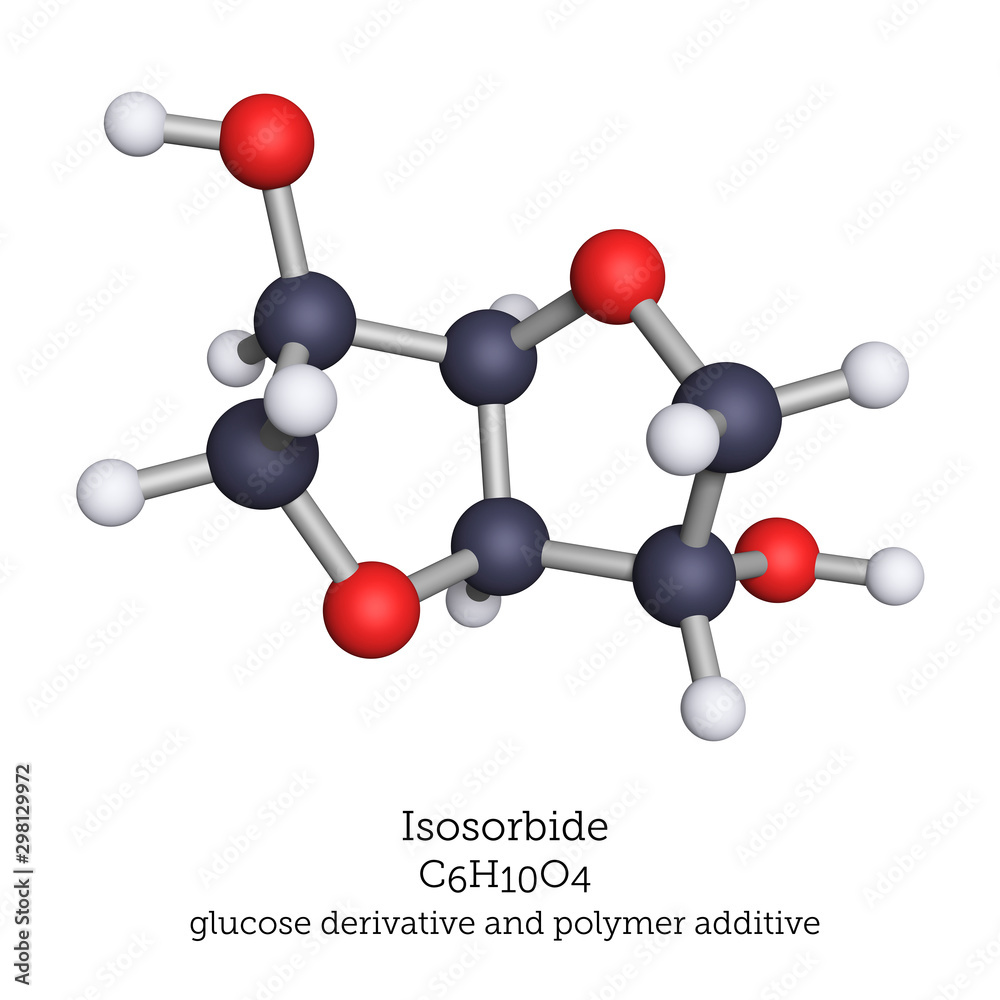Isosorbide molecule shown as a 3D illustration. Recently, isosorbide ...