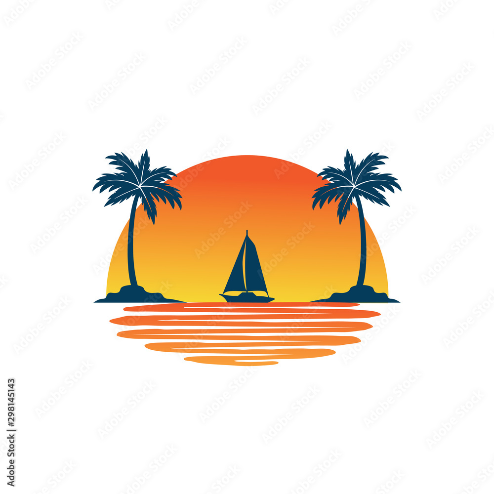 Coconut Tree Island Vector