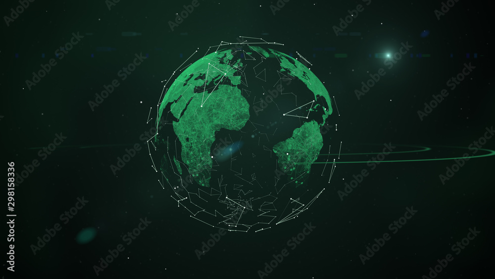 Map of flight routes airplanes network over our planet on space ...