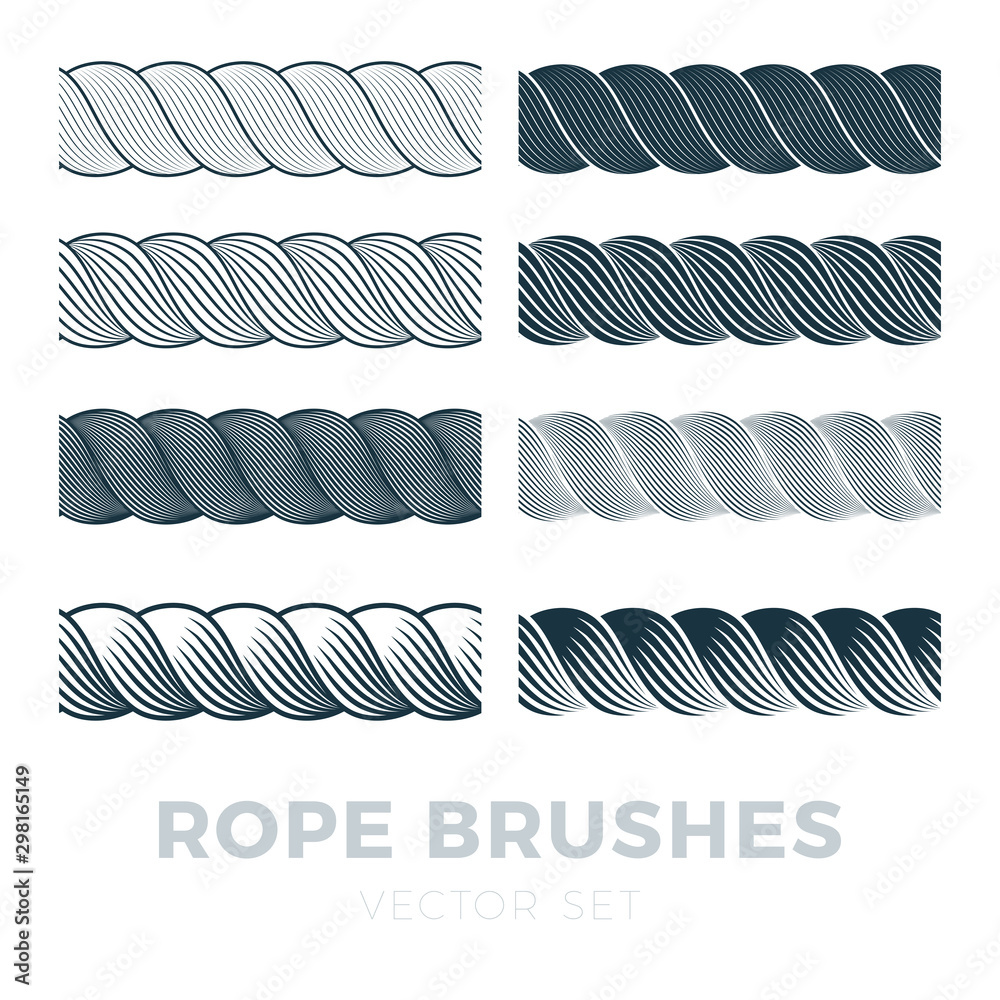 Rope brushes frame, decorative black line set with text. Thick cord or ...