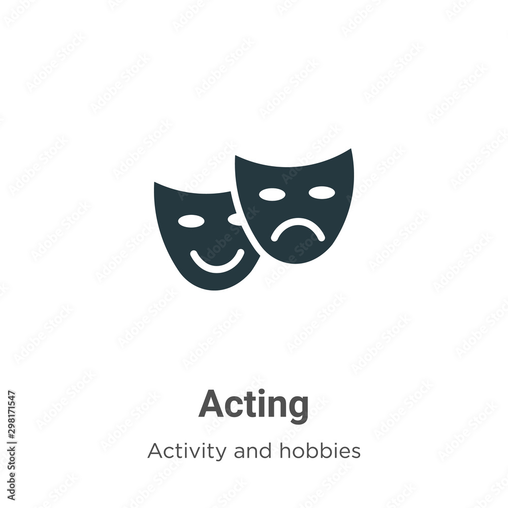 Acting vector icon on white background. Flat vector acting icon symbol ...