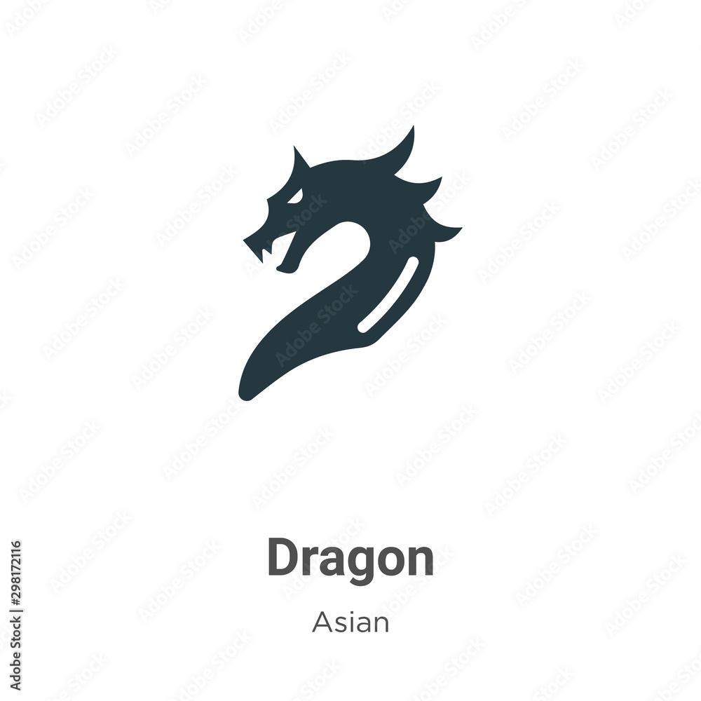Dragon vector icon on white background. Flat vector dragon icon symbol ...