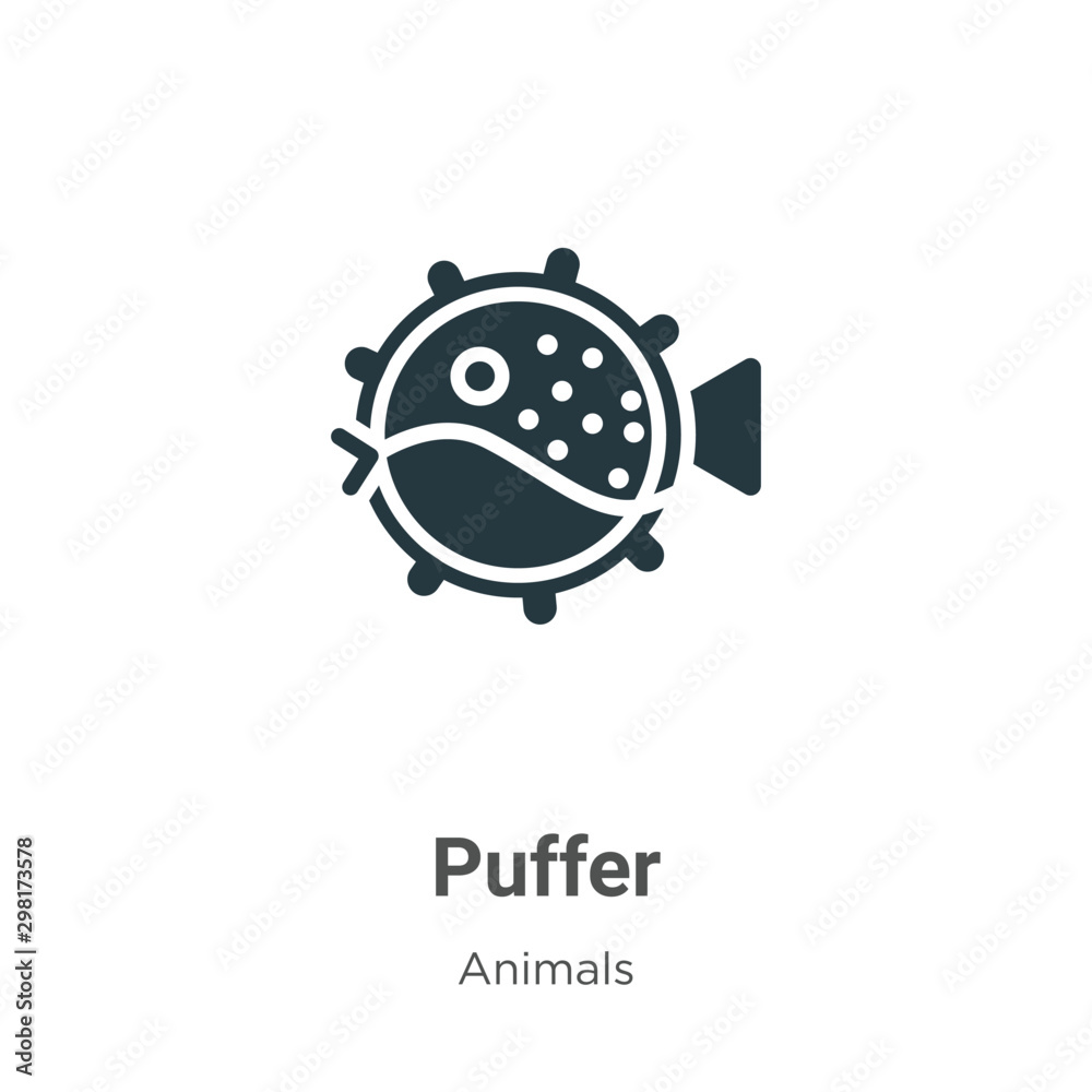 Puffer vector icon on white background. Flat vector puffer icon symbol ...