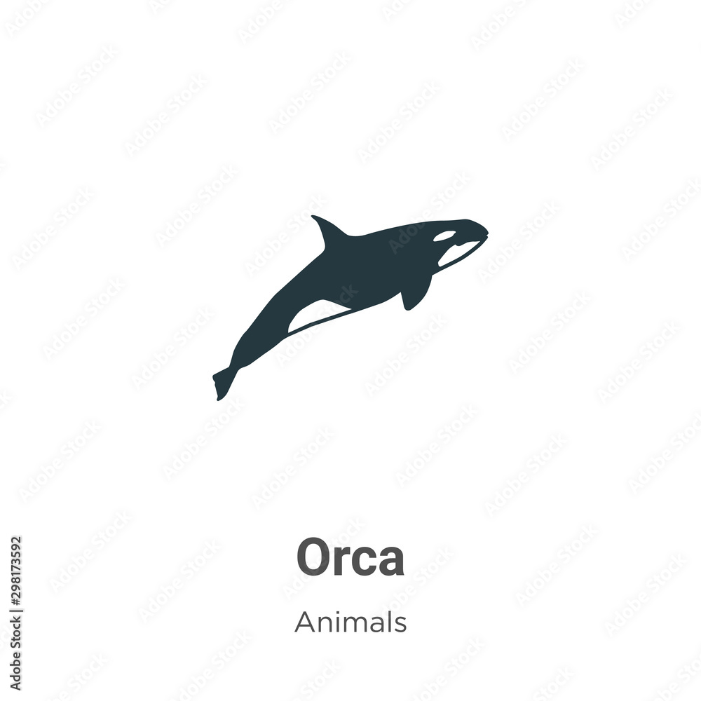 Orca vector icon on white background. Flat vector orca icon symbol sign ...