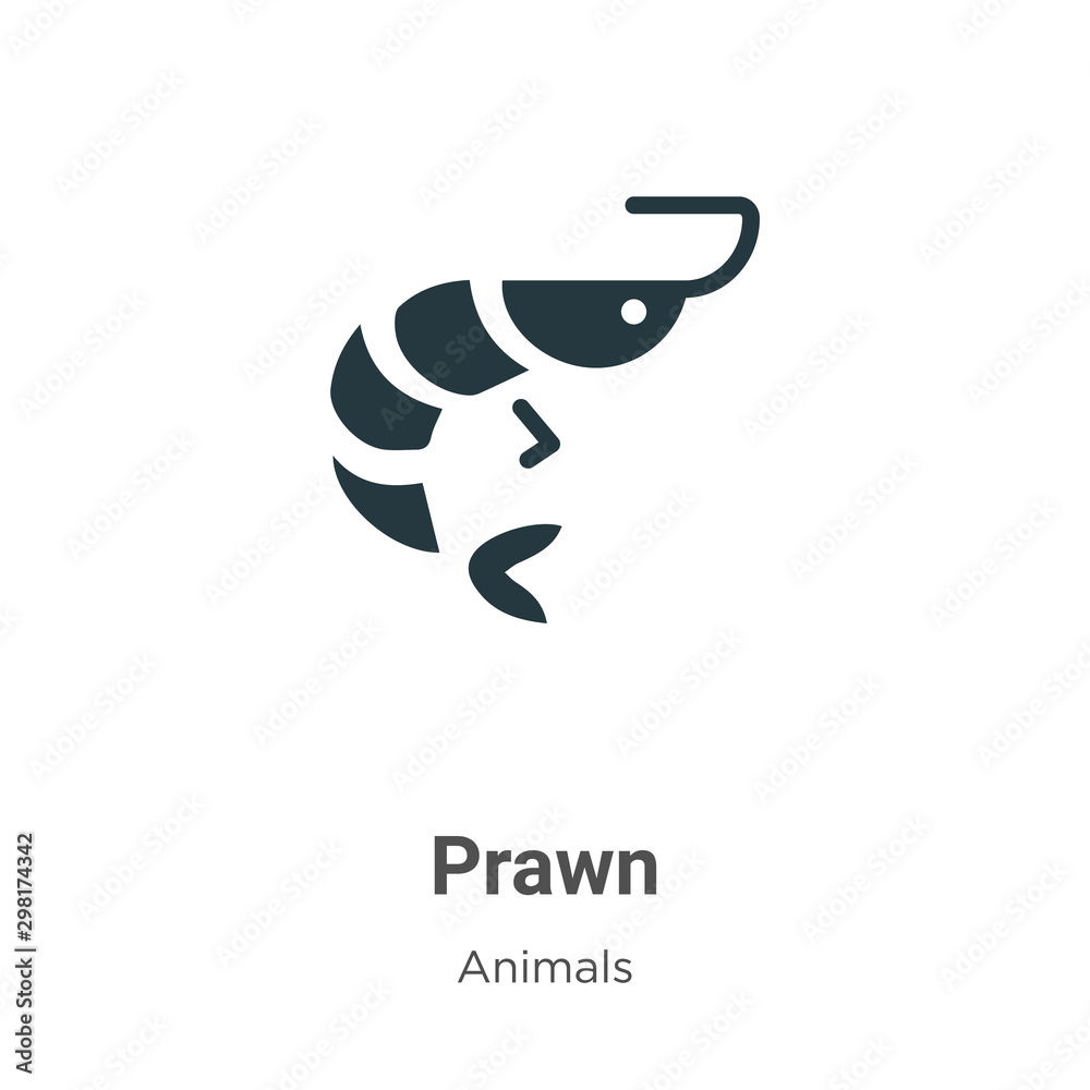 Prawn vector icon on white background. Flat vector prawn icon symbol ...