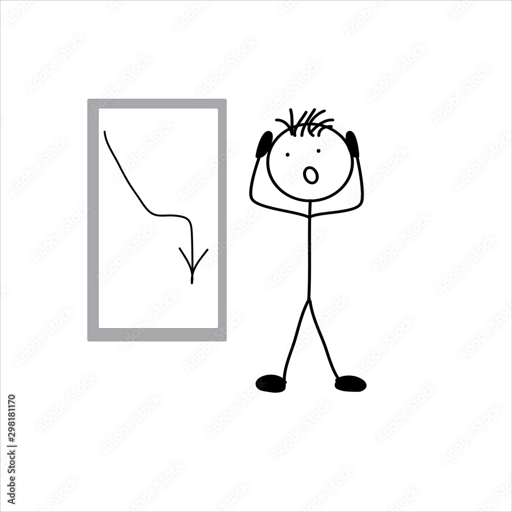 Cartoon stick man drawing conceptual illustration of businessman ...