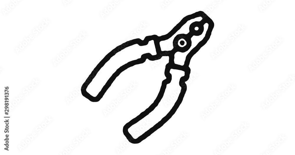 Pliers outline icon animation footage/video. Hand drawn like symbol ...