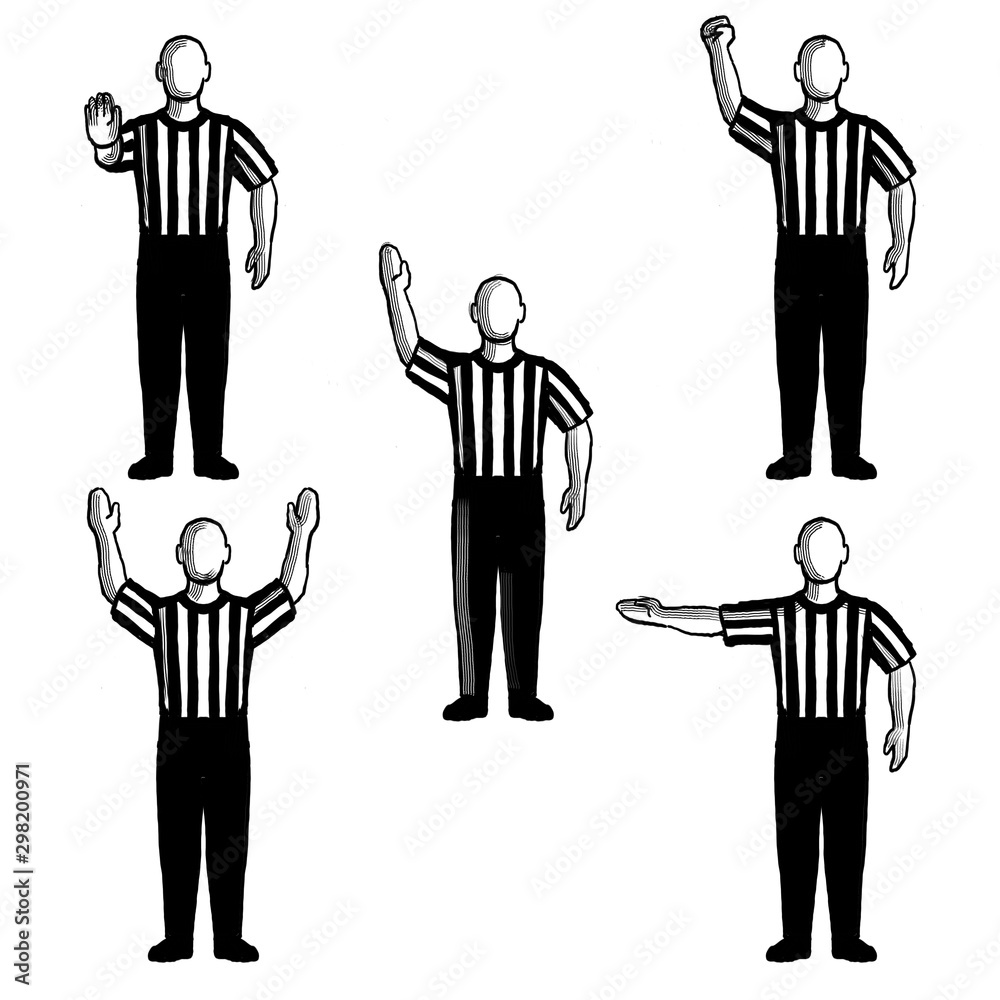 Basketball Umpire or Referee Hand Signals Drawing Set Collection Stock ...