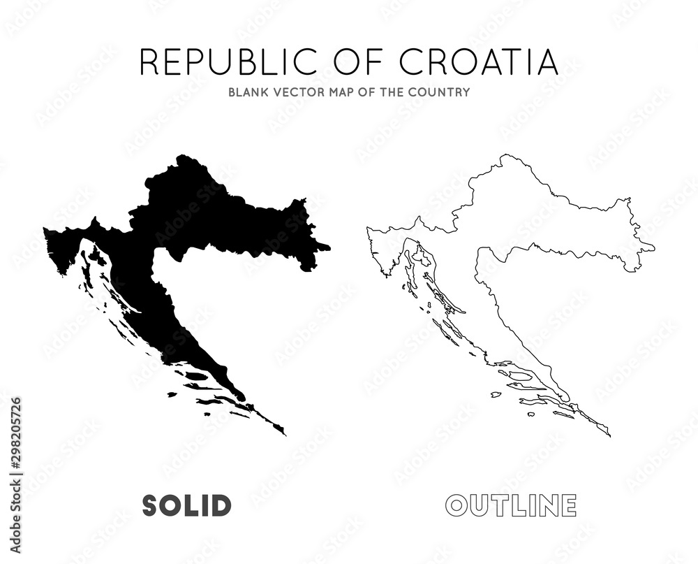 Croatia map. Blank vector map of the Country. Borders of Croatia for ...