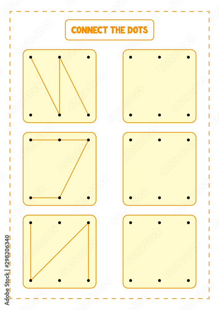 Connect the dots. An educational game for practicing motor skills of children. Worksheets for ...