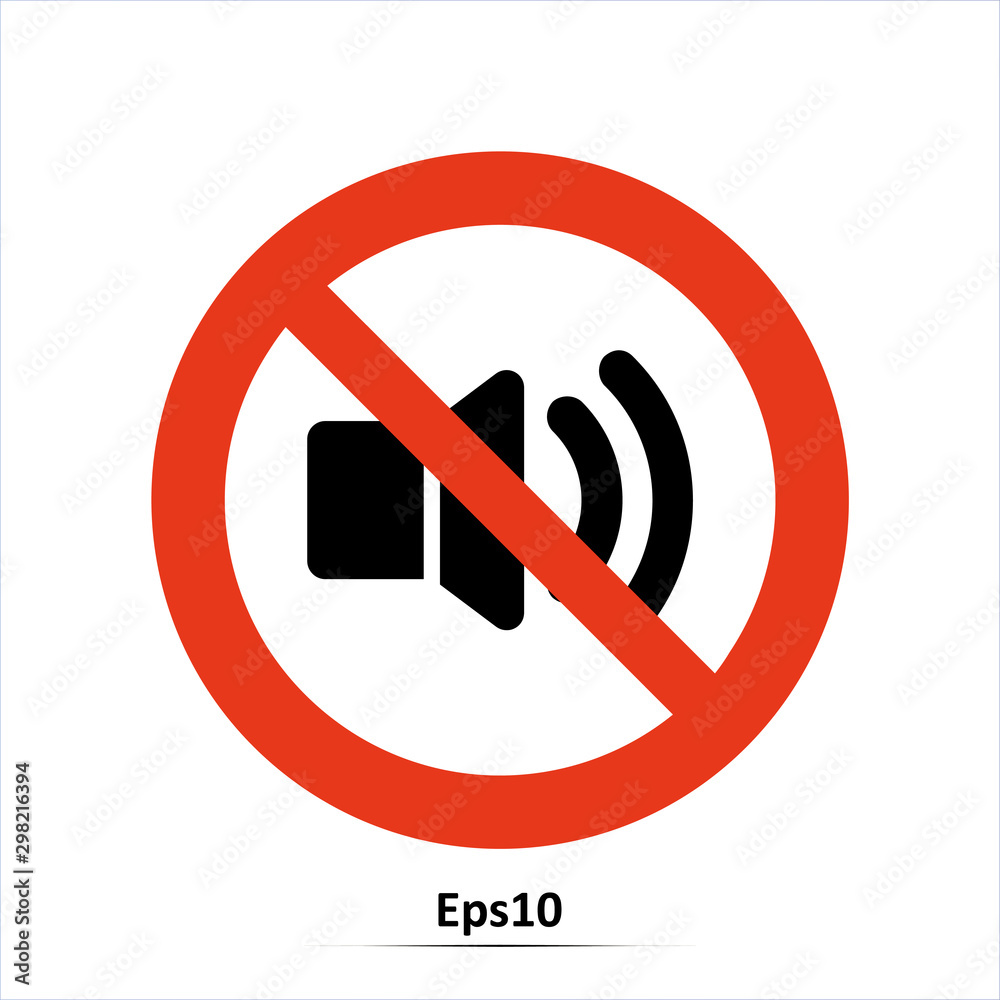 No sound vector sign. Red prohibition sign. Stop symbol Stock Vector ...