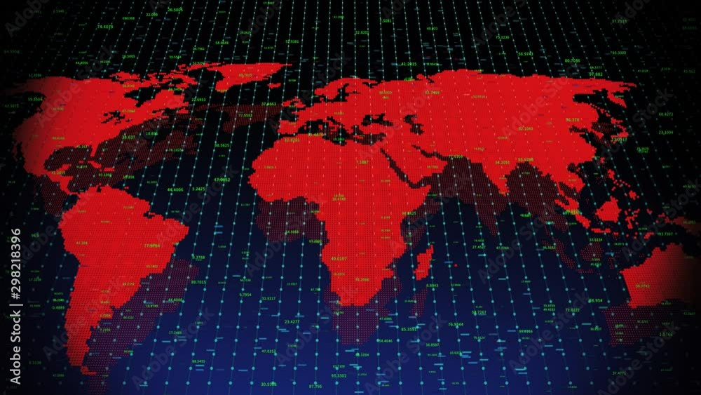 Stockvideo 4k business digital data wall,World map dots concept ...