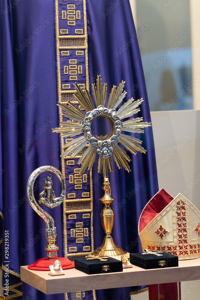 Mitre or miter and other ceremonial liturgical elements of the ...