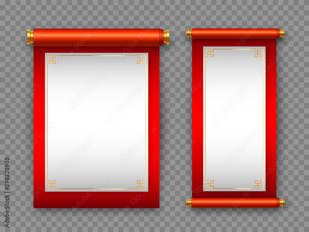 Chinese scrolls in traditional style on transparent background ...