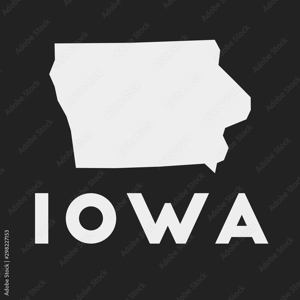 Iowa icon. Us state map on dark background. Stylish Iowa map with us ...