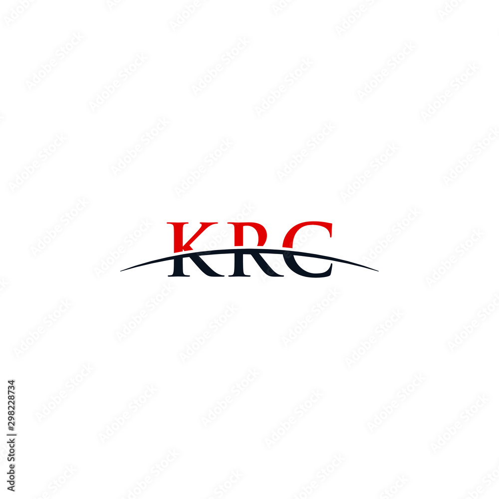 Initial letter KRC, overlapping movement swoosh horizon logo company ...